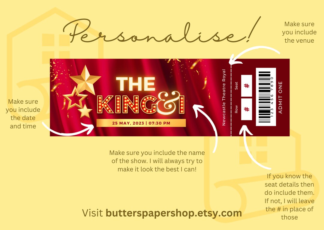 Theatre Ticket Gift Ticket Surprise Tickets Personalised Gifts ...
