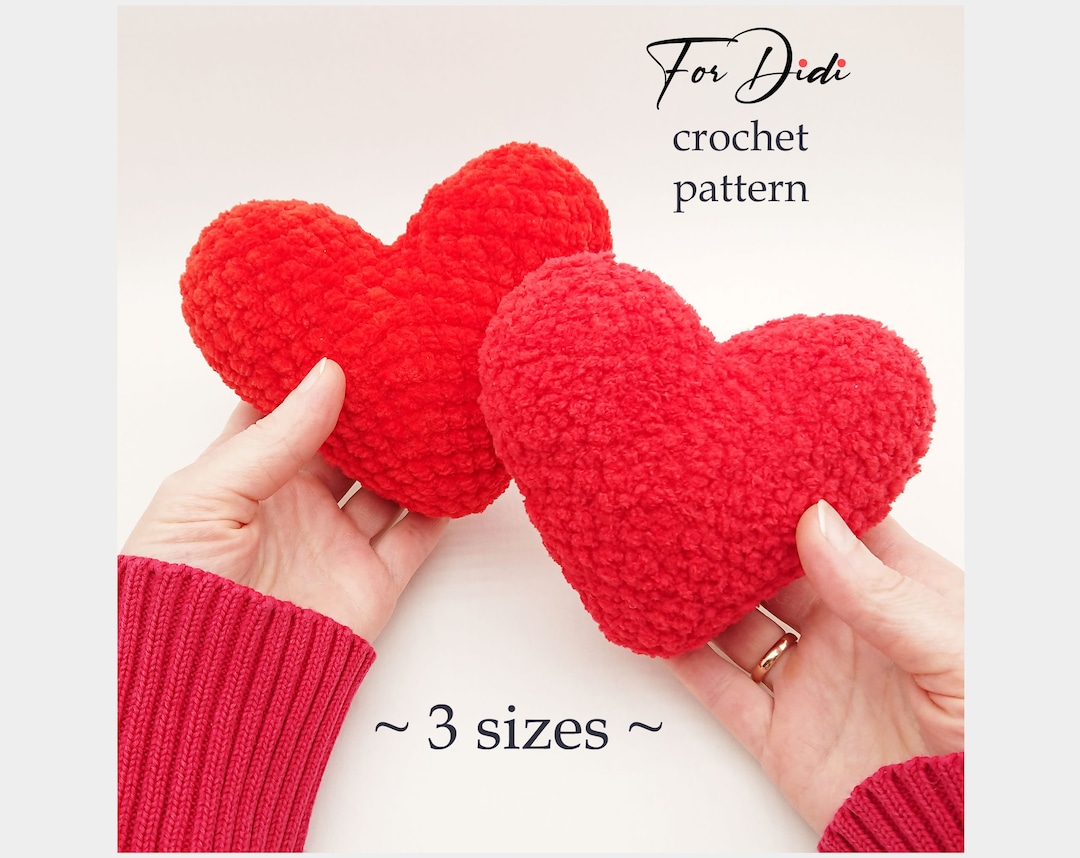 HEART Crochet Pattern. 3 Sizes. Valentine's Day Heart. - Etsy
