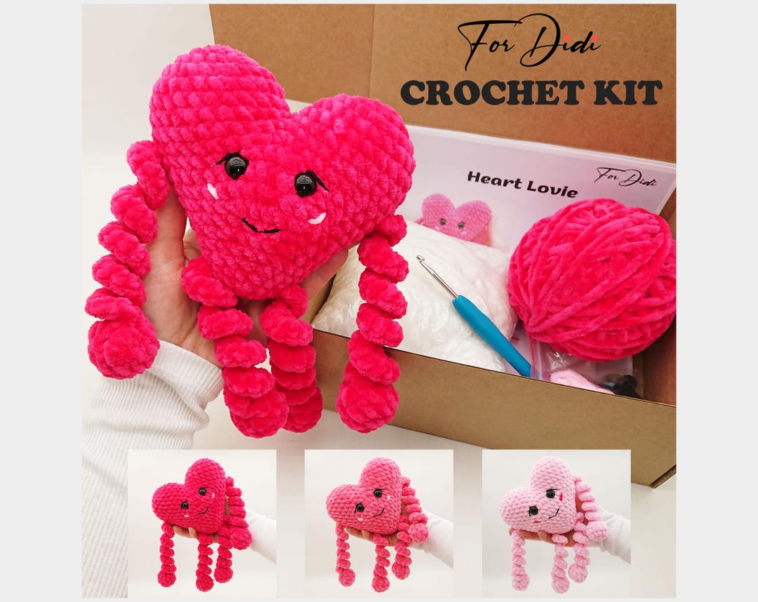 Heart CROCHET KIT. Crochet Pattern and Video Tutorial, Materials and ...