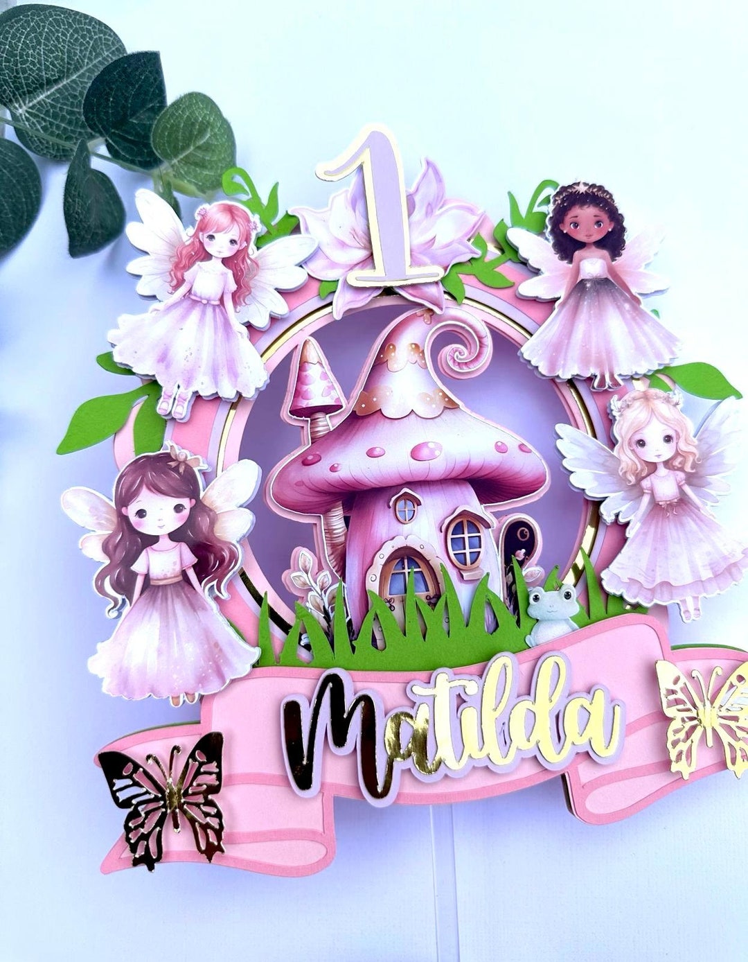 Personalised Fairy Cake Topper / Fairy First Birthday / Handmade Topper ...