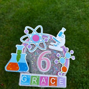 Custom Science Shaker Cake Topper / LED Light up Topper/ Name and Age ...