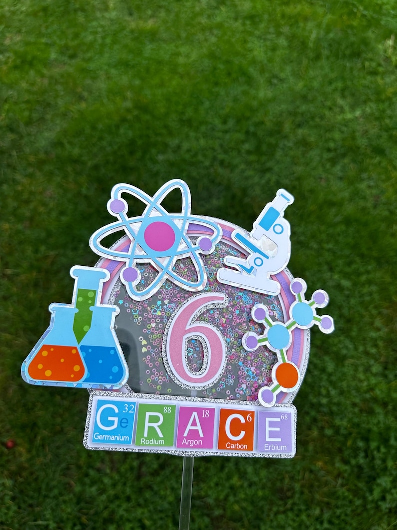 Custom Science Shaker Cake Topper / LED Light up Topper/ Name and Age Cake Topper - Etsy