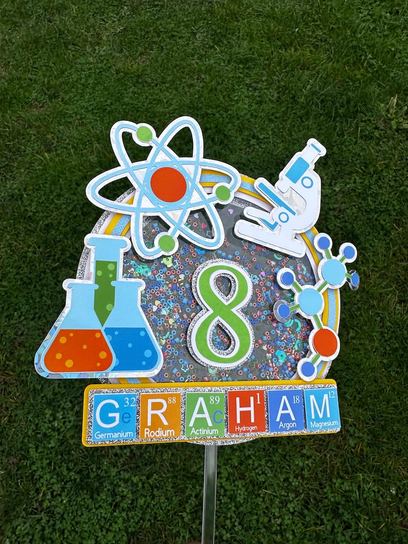 Custom Science Shaker Cake Topper / LED Light up Topper/ Name and Age Cake Topper - Etsy