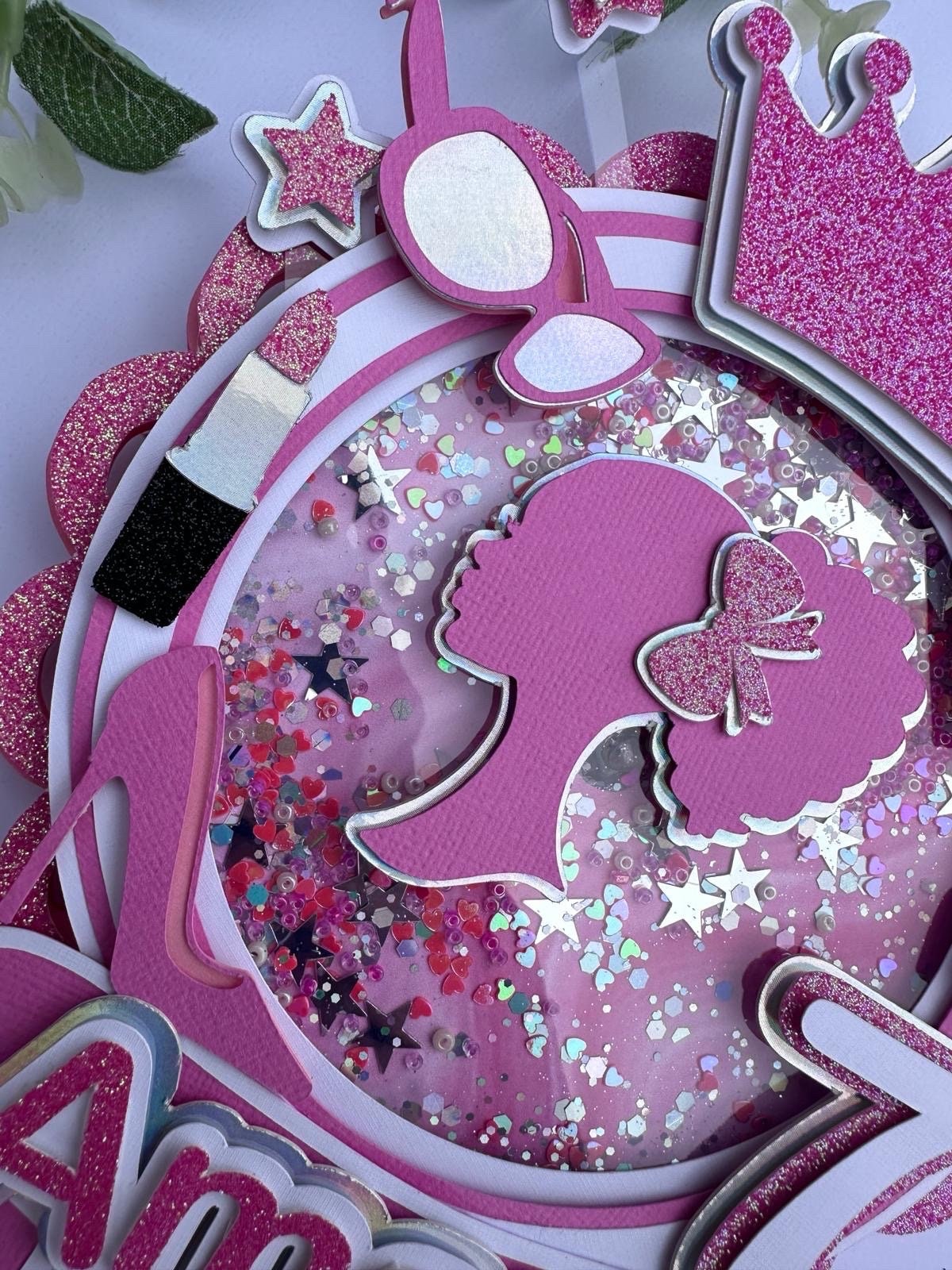 Personalised Pink Barbie Cake Topper/ Name and Age /shaker /LED Topper ...