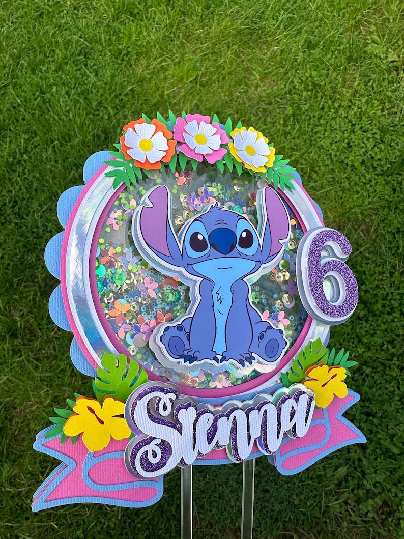 Personalised Stitch Cake Topper / Handmade / LED Light up Stitch Cake ...