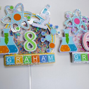 Custom Science Shaker Cake Topper / LED Light up Topper/ Name and Age ...