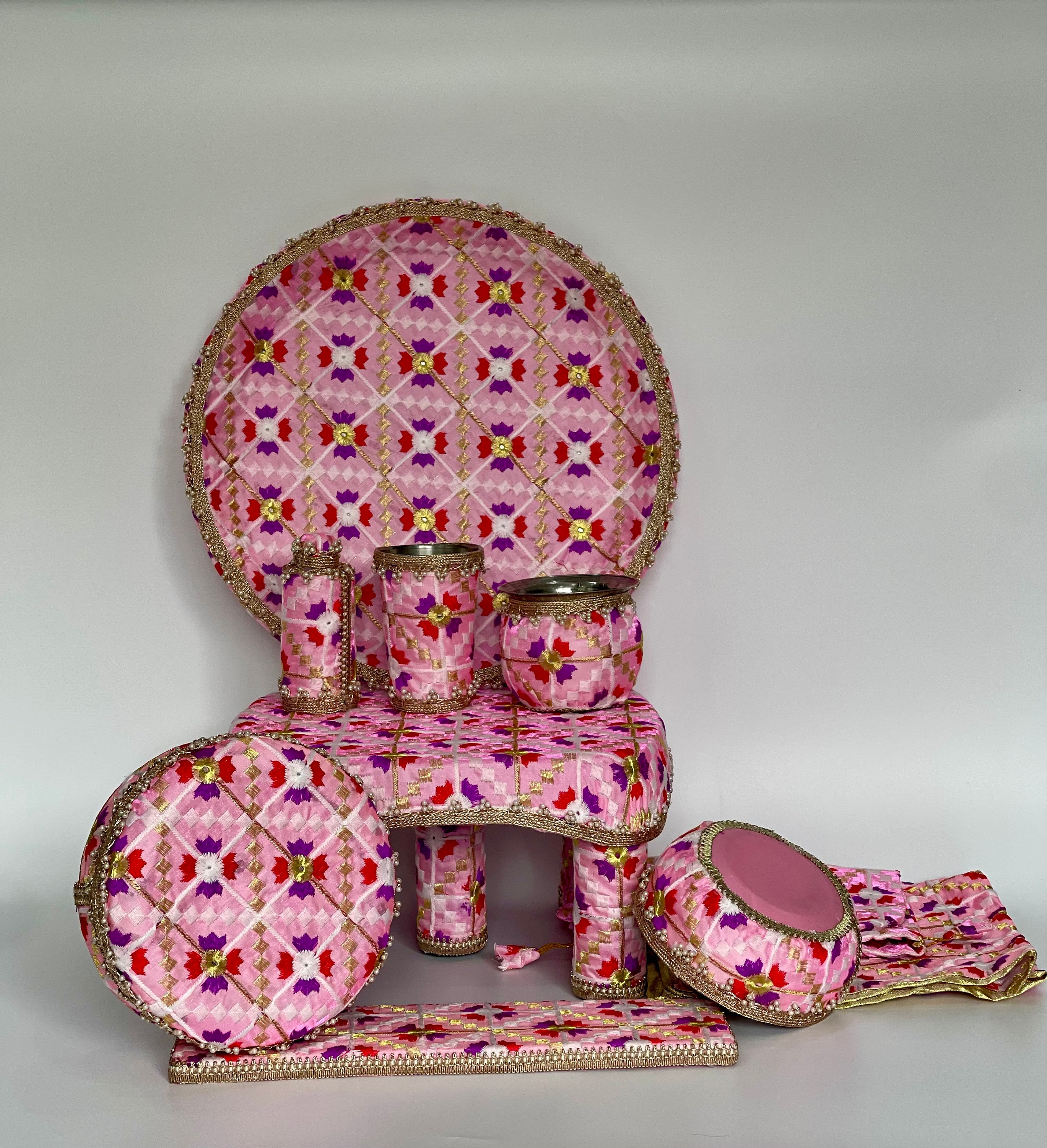 Pastel Pink Phulkari Wedding Set - Etsy