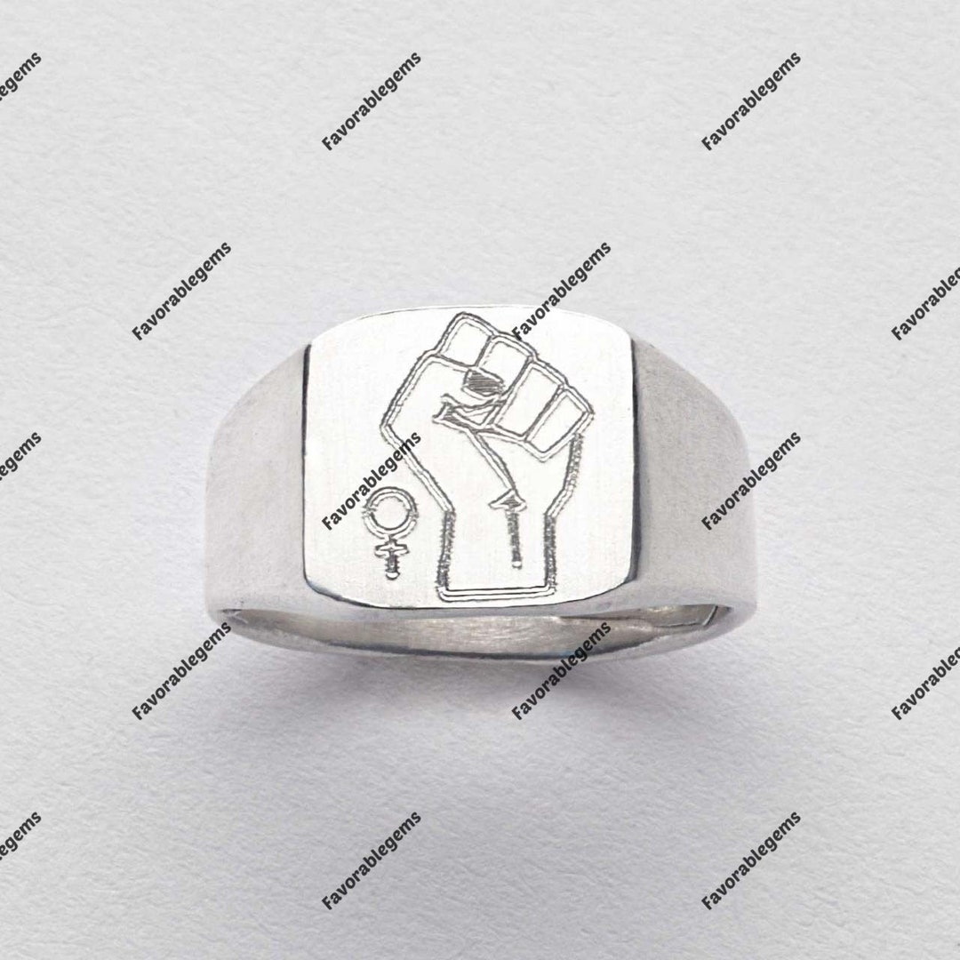 Signet Fist Ring Fist Hand Ring Sterling Silver Fight Ring Feminist ...