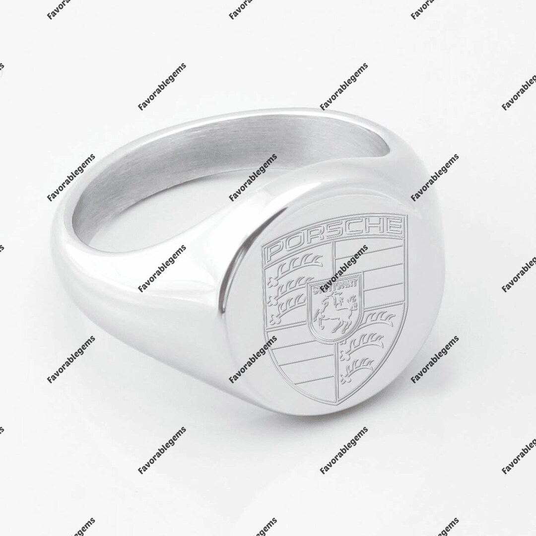 Porsche Car Engraved Signet Ring Sterling Silver Ring Unique Jewelry ...