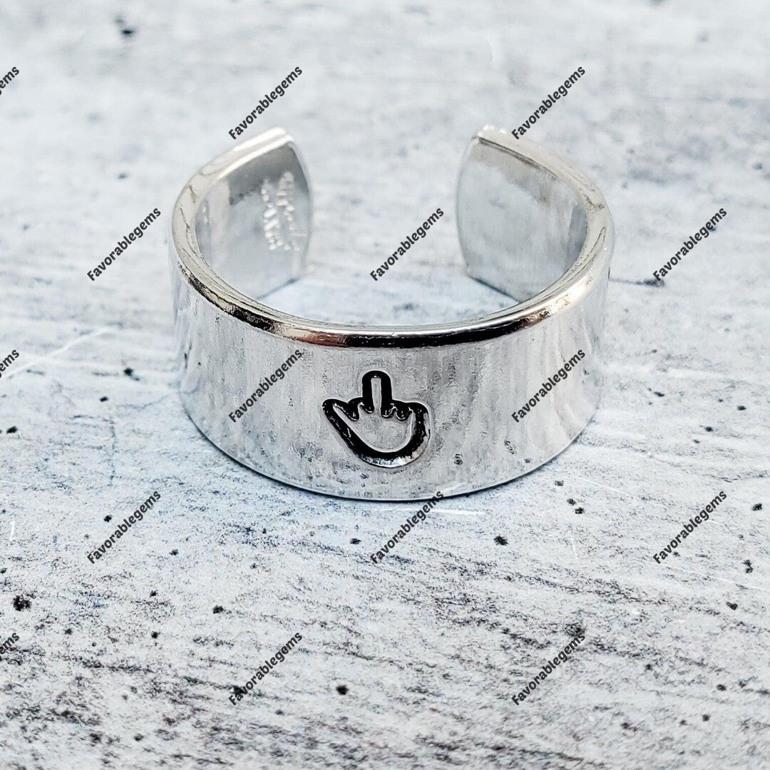 Middle Finger Sterling Silver Wide Band Ring - F-word Jewelry - Etsy