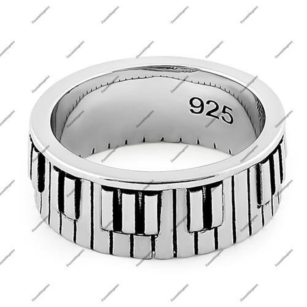 Piano Keys Band Ring - Sterling Silver 925 Ring - Music Jewelry ...