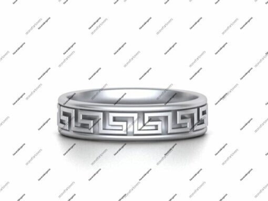 Sterling Silver Greek Key Ring: Minimalist Geometric Band - Etsy