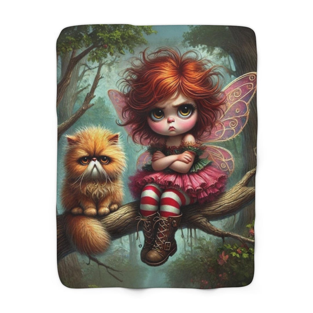 Grumblebum and Her Cat Cozy Sherpa Throw (lori Maloy Art) - Etsy