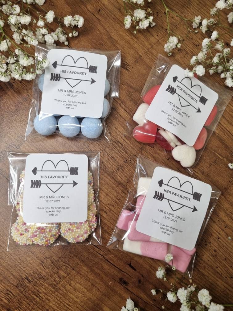 Personalised Wedding Sweet Bagswedding Favourshis and Her - Etsy