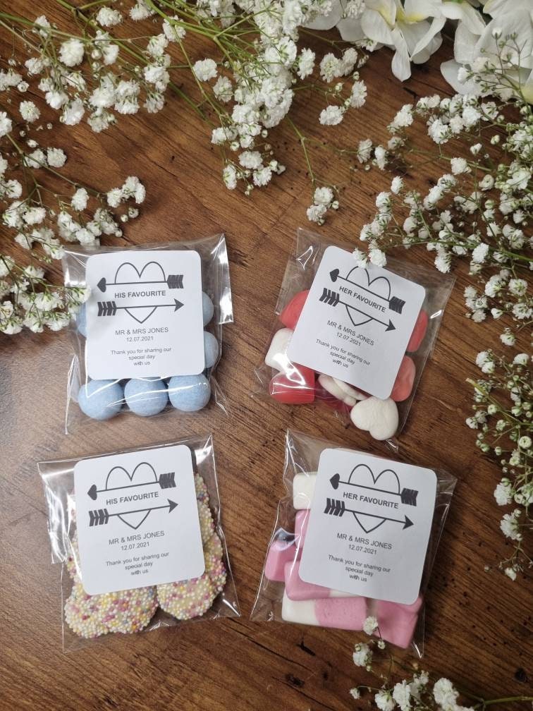 Personalised Wedding Sweet Bagswedding Favourshis And Her Etsy