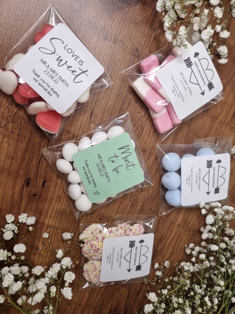 Personalised Wedding Sweet Bagswedding Favourshis And Her Etsy
