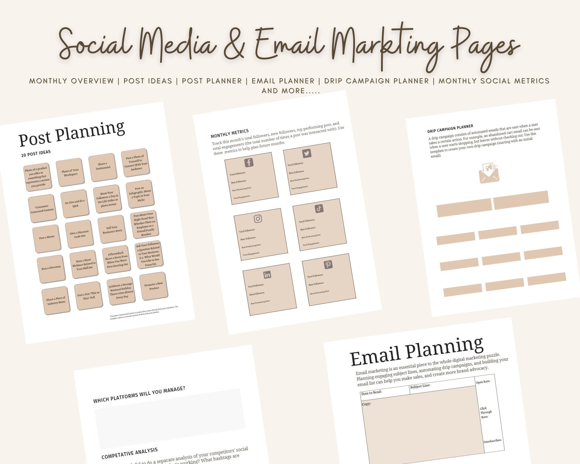 Digital Marketing Planner and Workbook, Instant Download PDF - Etsy