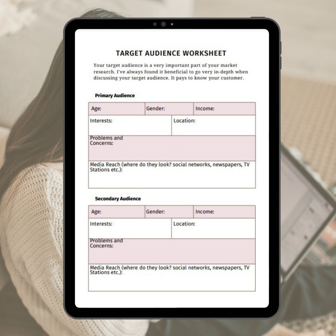 Quick Target Audience Worksheet, Branding Worksheet - Etsy