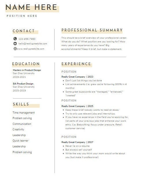 Simple Beige Resume Template, Canva Template - Etsy