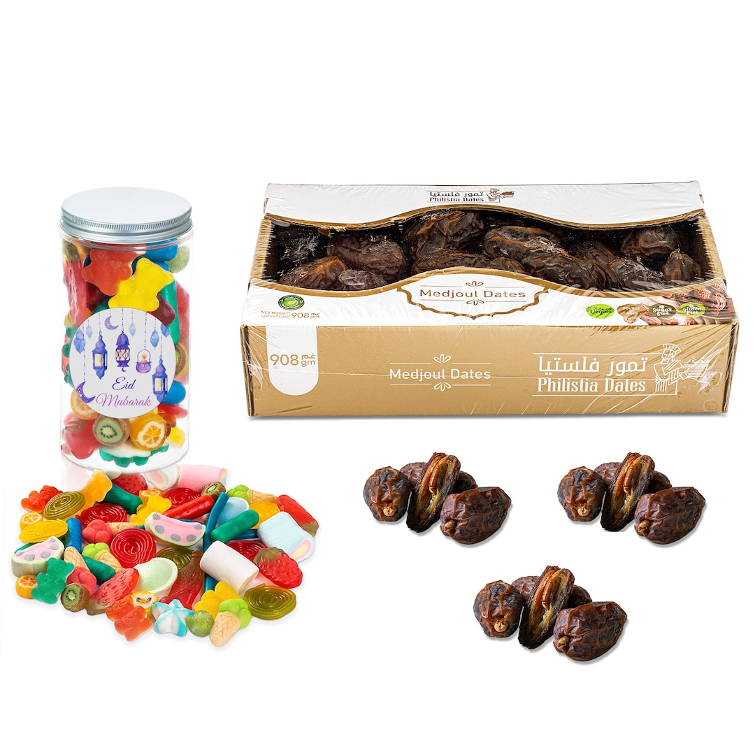 Medjool Dates With Halal Fruit Gum Gift Box 400g Sticker - Etsy