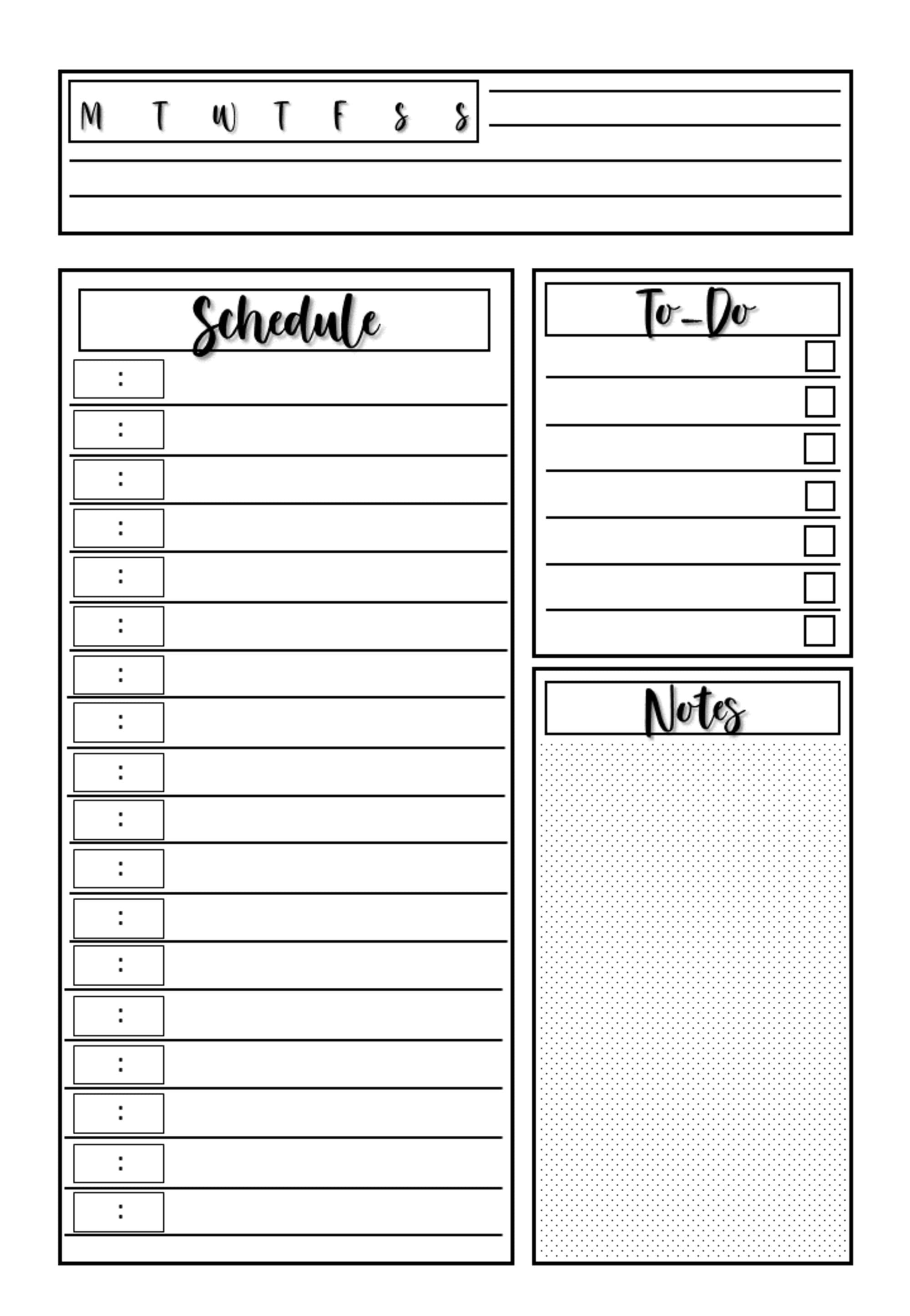 One Page Printable Daily Planner INSTANT DOWNLOAD | Etsy