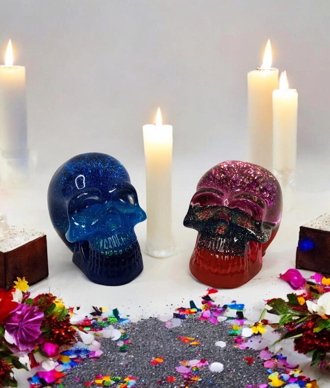 Skulls, Resin Art Skulls, Angled Layers, Glitters, One of Kind Art ...