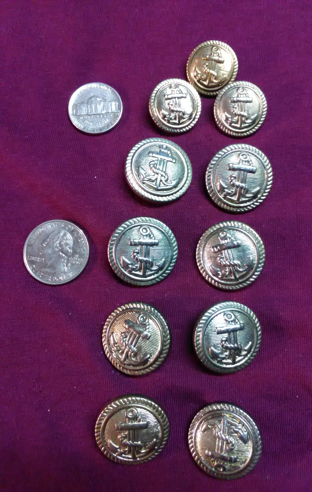 Vintage Set of 11 Cast Shank, Metal, Plastic Anchor Military Buttons ...