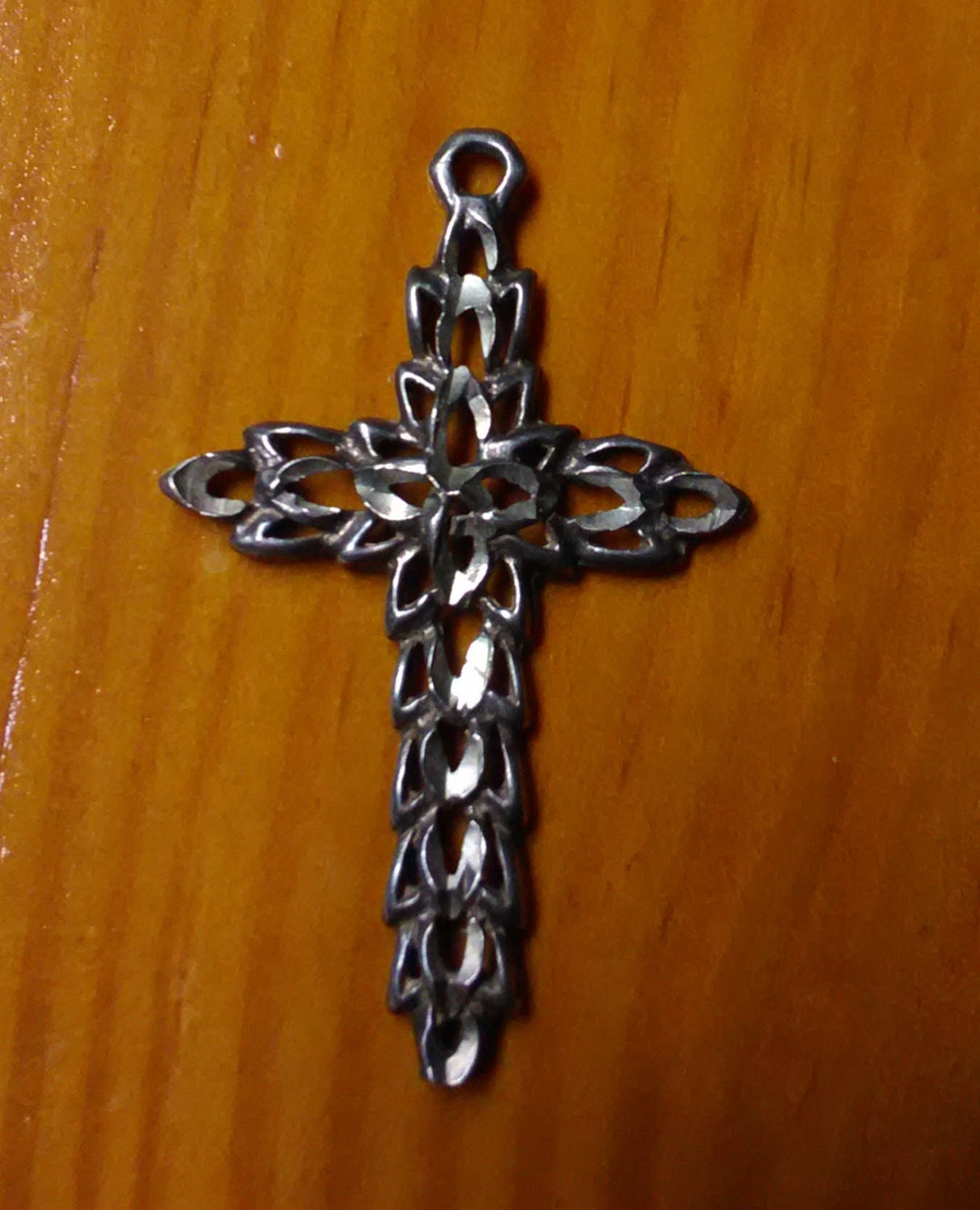 Vintage Handmade Etched Cross Pendant Sterling Silver Light - Etsy UK