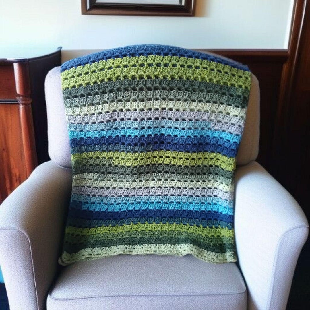 Crochet Blankets, Lap Blankets, 2 Styles/color Themed, Light but Warm ...