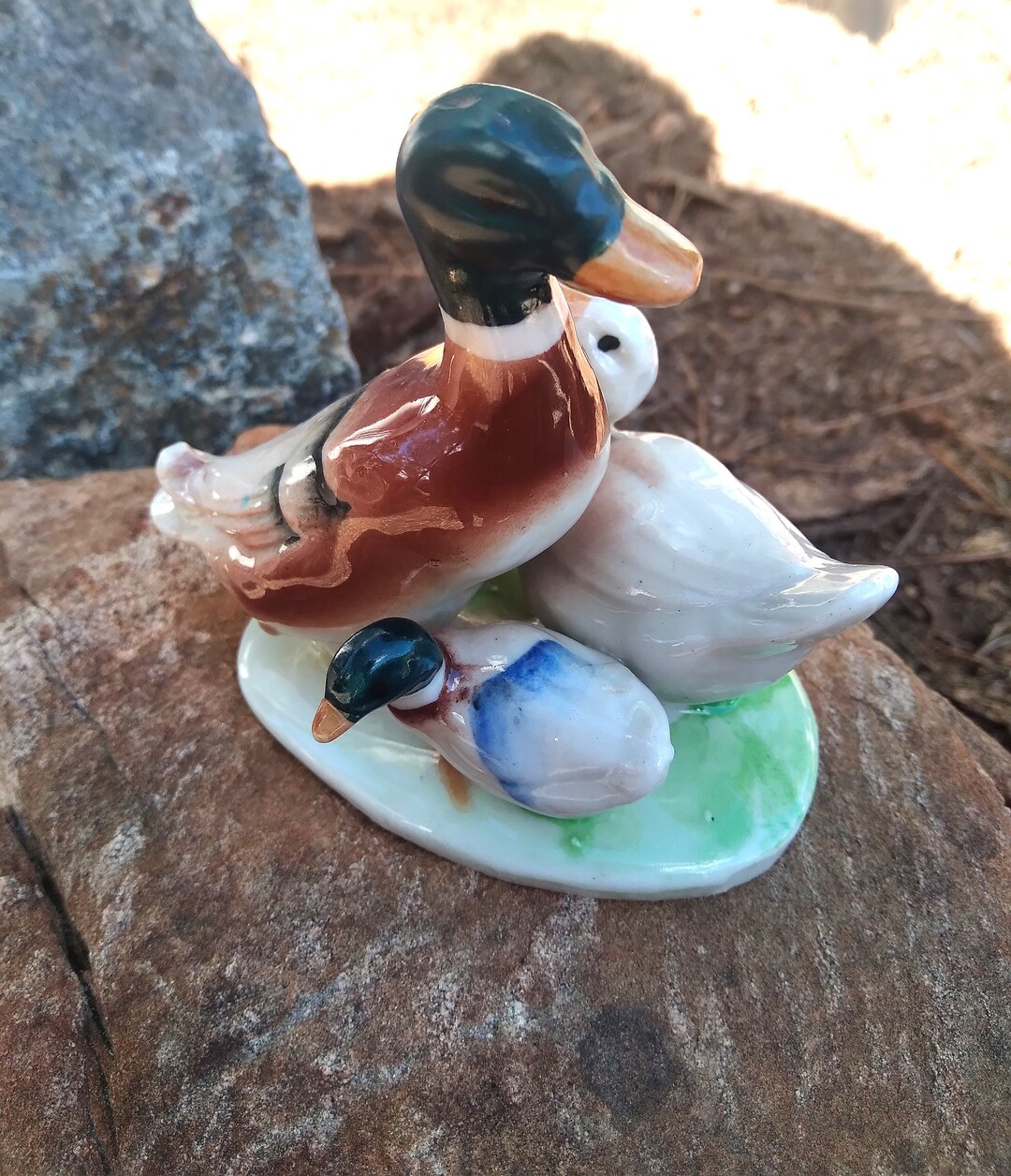 Vintage Ducks, Duck Trio, Ardalt Japan, 2 Mallards, 1 Pekin Duck, Small ...