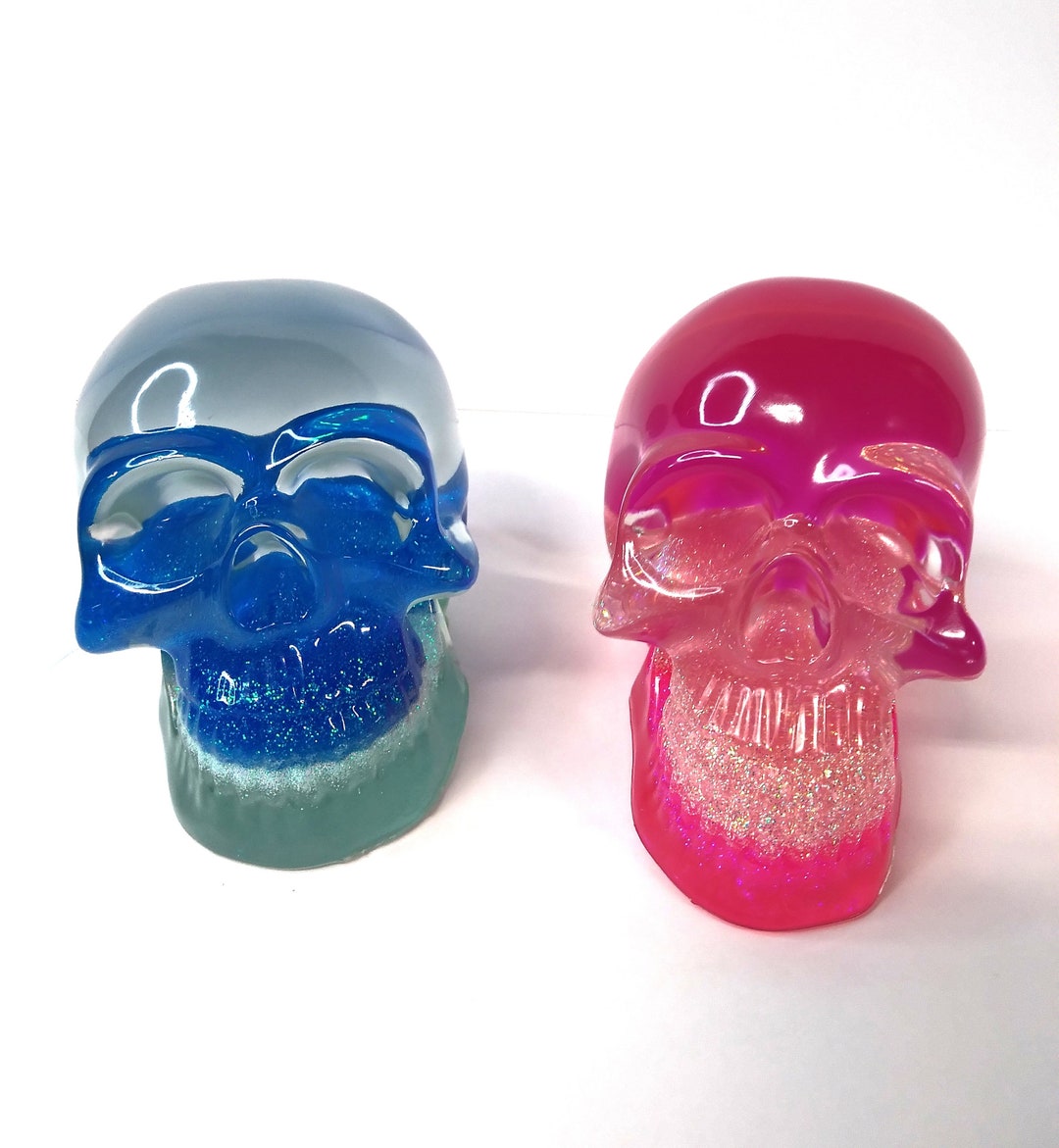 Skulls, Glow in the Dark, Hand Made Resin Art Skulls, Angled Layers ...