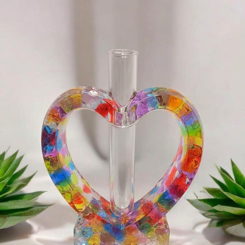 Glass Heart Vase - Etsy