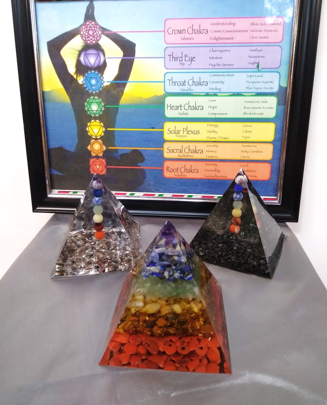 Chakra Pyramids, Meditation Art Pieces, 7 Chakras, Paper Weights ...