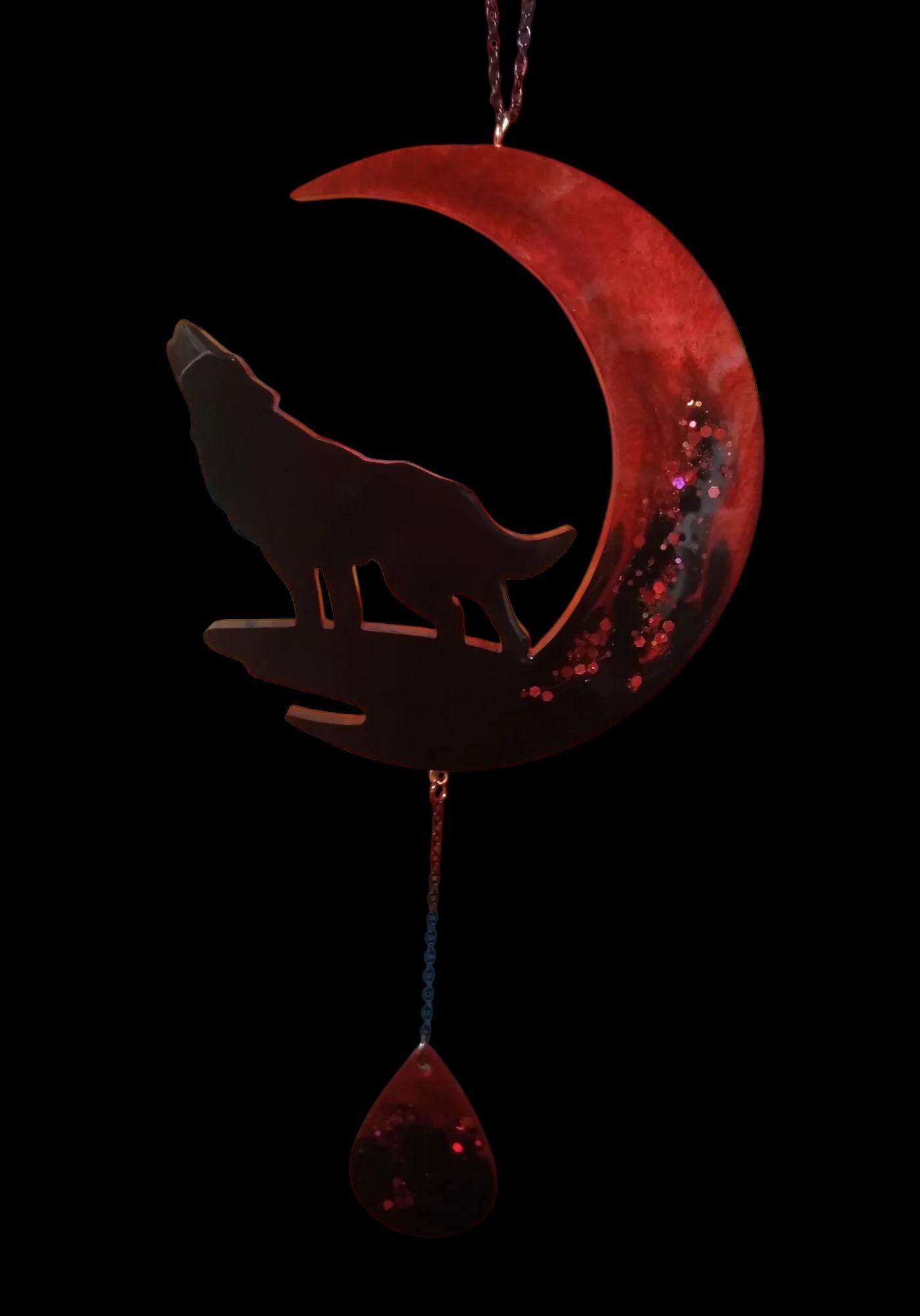 Wolves, Wolf Crescent Moons, Hanging, Sparkly, Gifts for Him/her ...