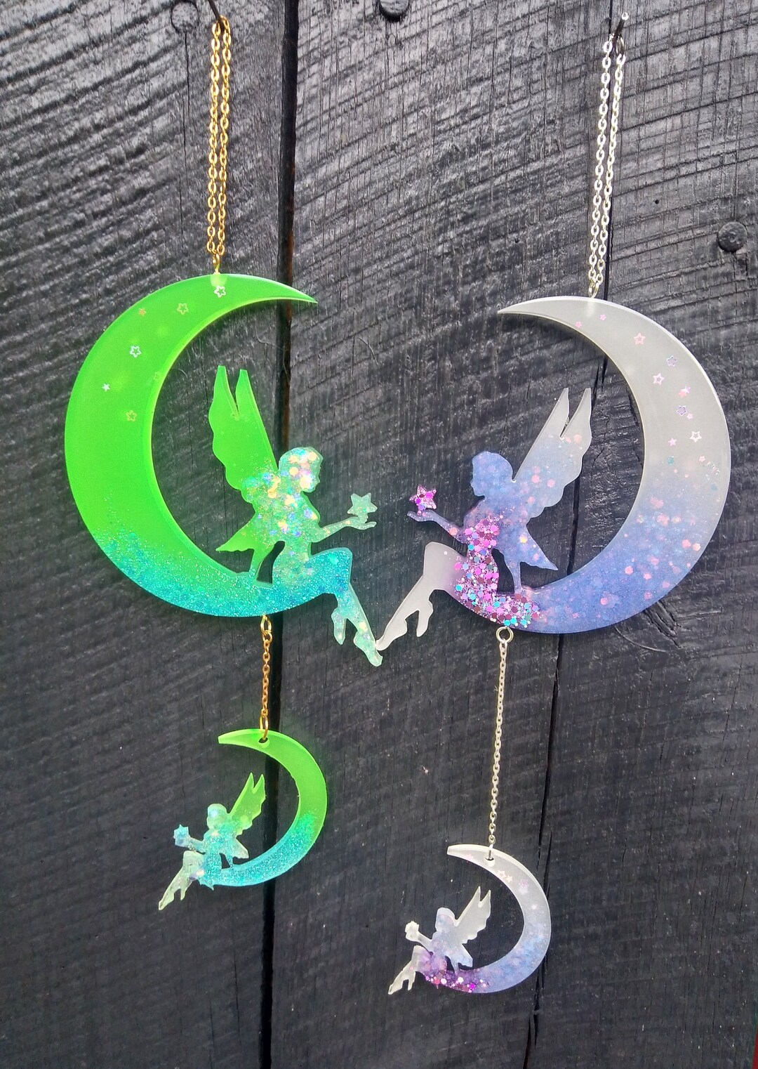Fairies, Fairy Crescent Moons, Hanging Art Pieces, Glow in Dark ...