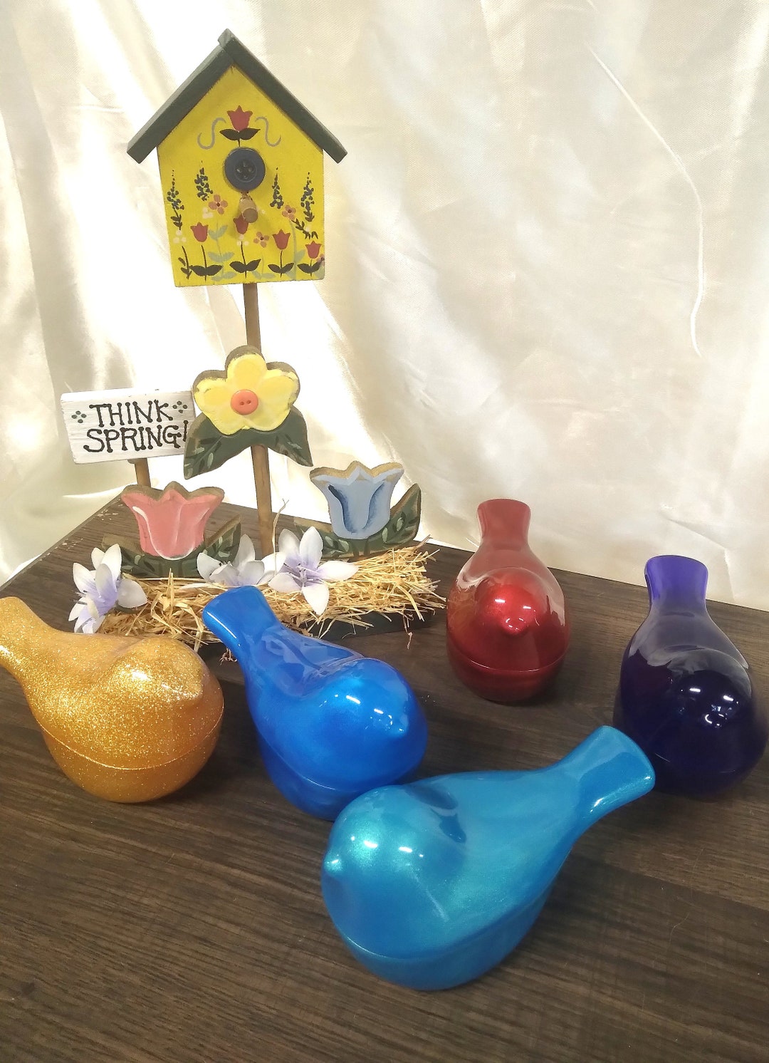 Birds, Trinket Dishes, Handmade, Resin Art Pieces, 2 Piece, Art ...