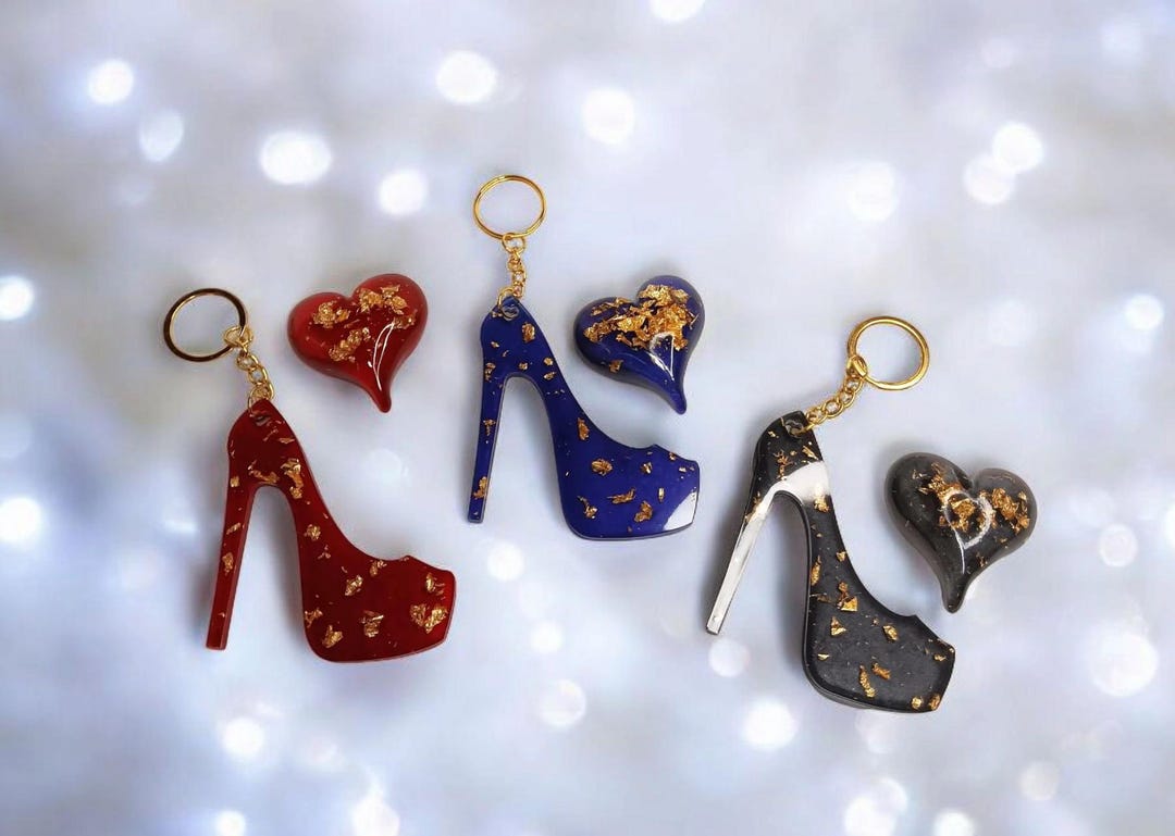 Stilettos, High Heel Keyrings, W/matching Heart, Gifts for Her, Hand ...