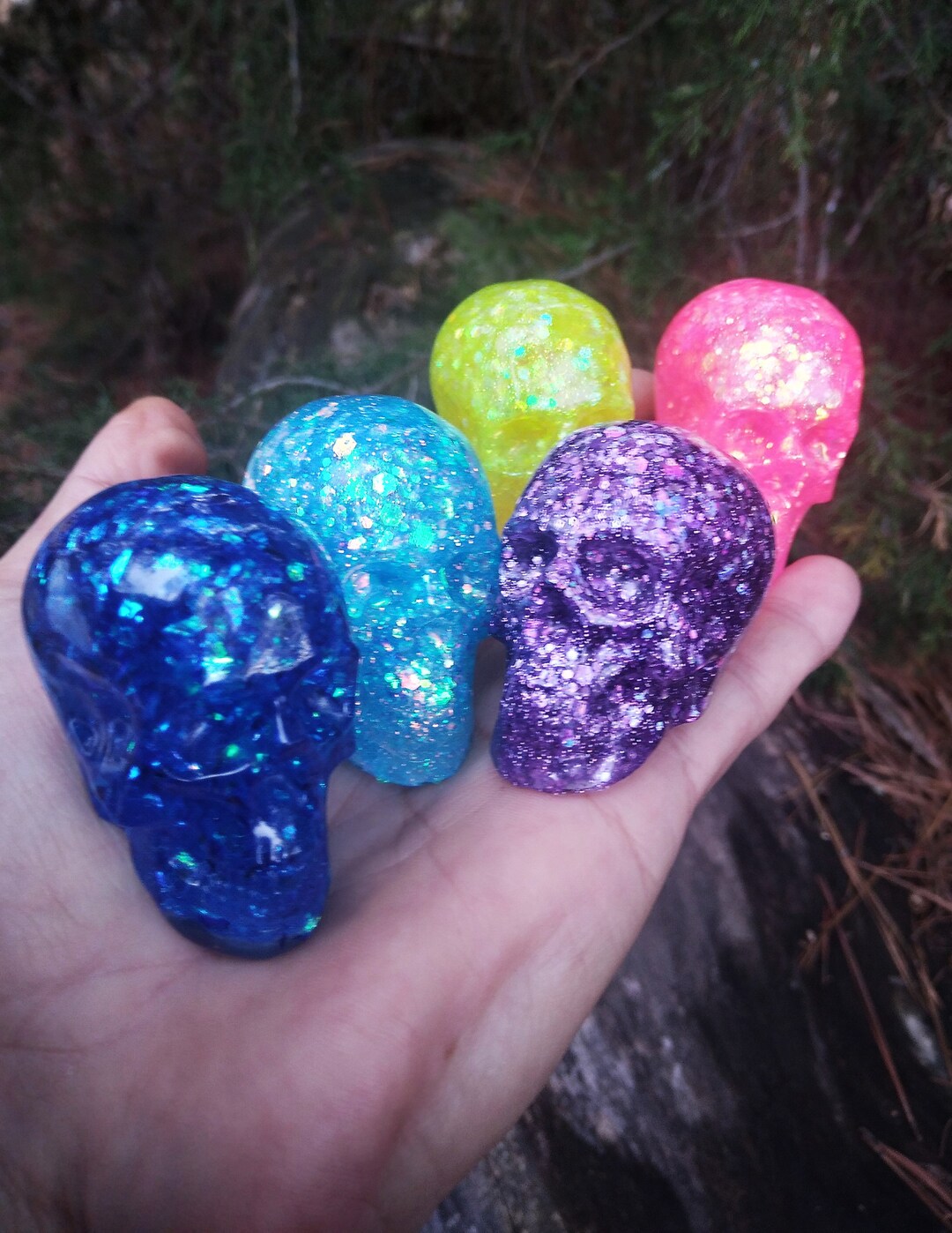 Small Skulls, Resin Skulls, Spring Themed, Spring Colors, Sparkly ...