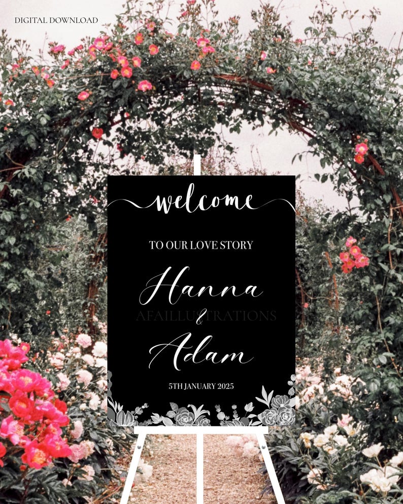 Welcome Wedding Sign Custom Directional Wedding Sign Personalised ...