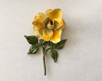 Yellow Rose Brooch - Etsy