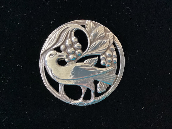 Vintage Sterling Silver Bird Brooch - Gem