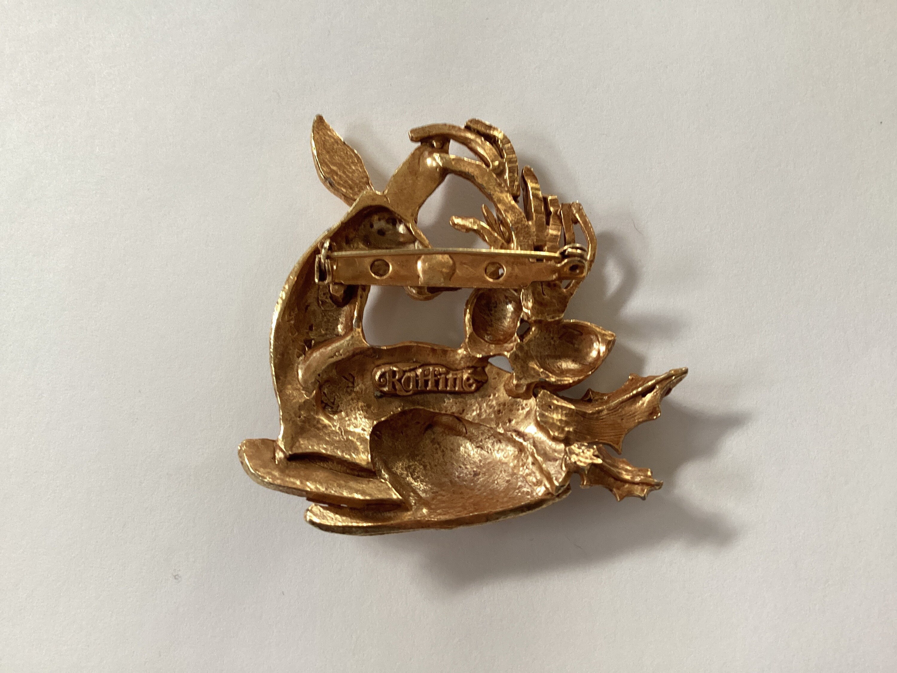 Vintage Signed Raffine Deer Brooch. - Etsy