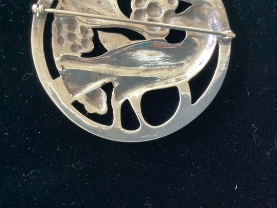 Vintage Sterling Silver Bird Brooch - Gem