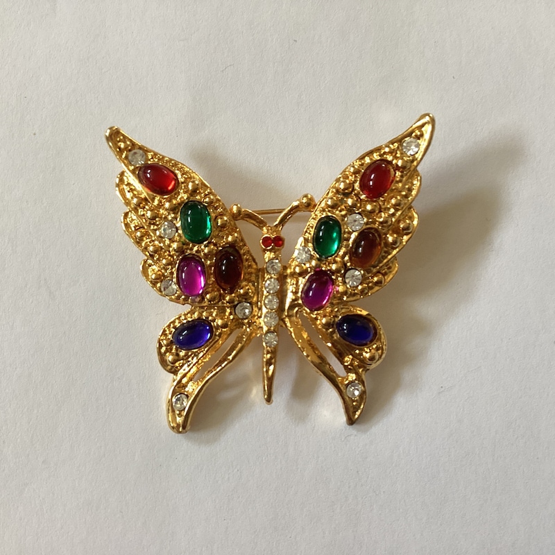 Rhinestone Butterfly Brooch - Etsy