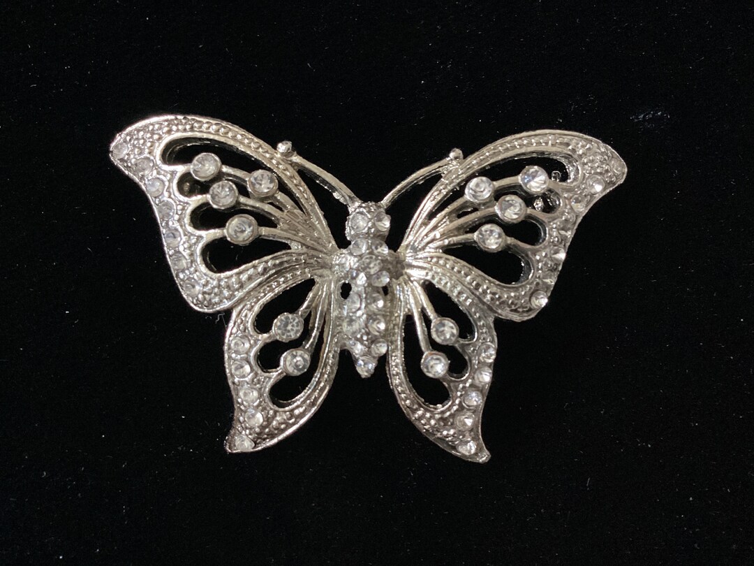 Vintage Rhinestone Butterfly Brooch - Etsy
