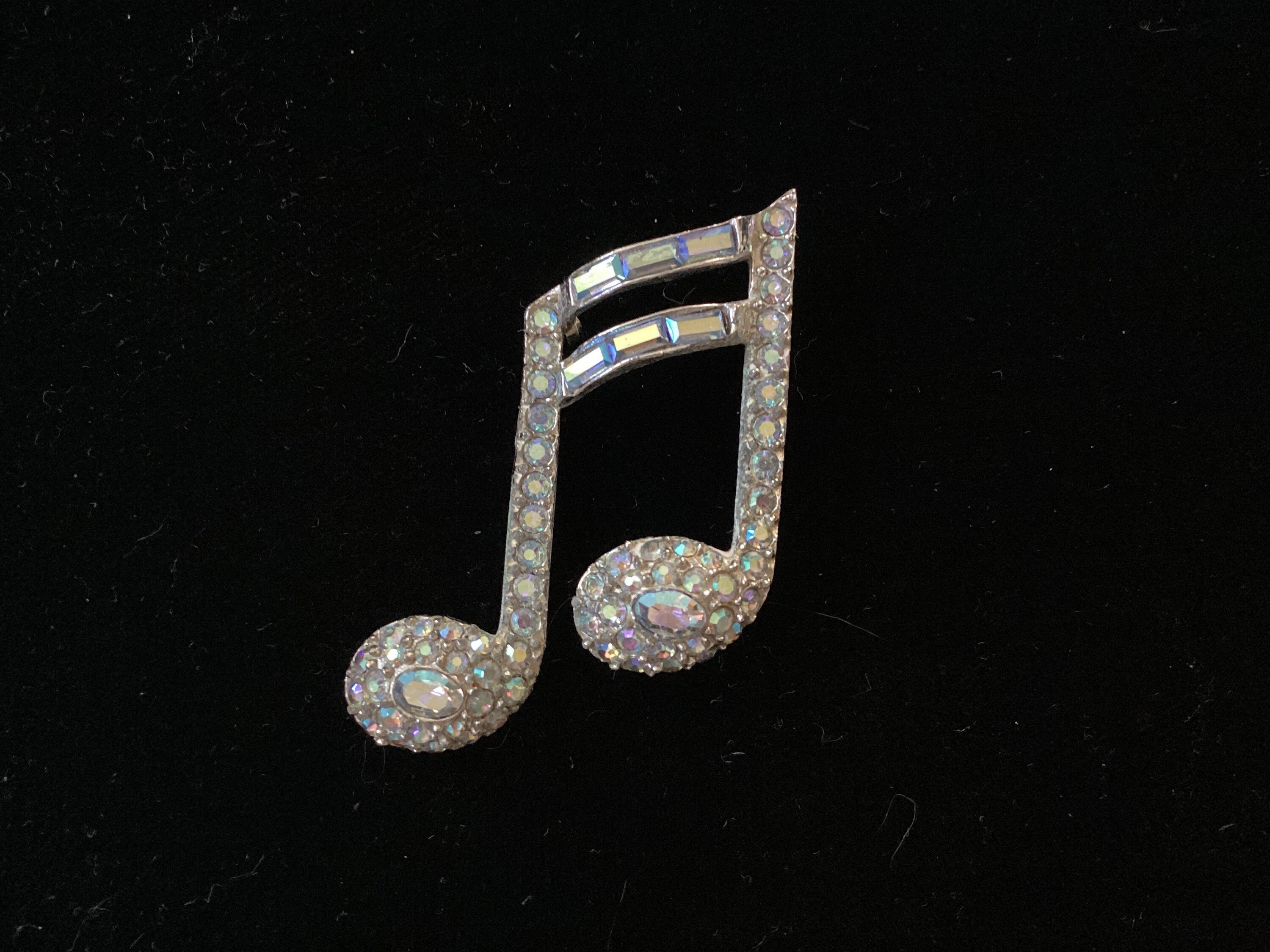 Vintage Signed Pell Aurora Borealis Rhinestone Musical Notes - Etsy