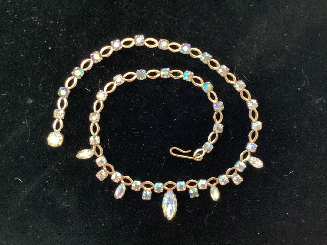 Vintage Signed Kramer Aurora Borealis Rhinestone Necklace - Etsy