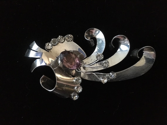 Vintage Sterling silver Retro Pin - Gem