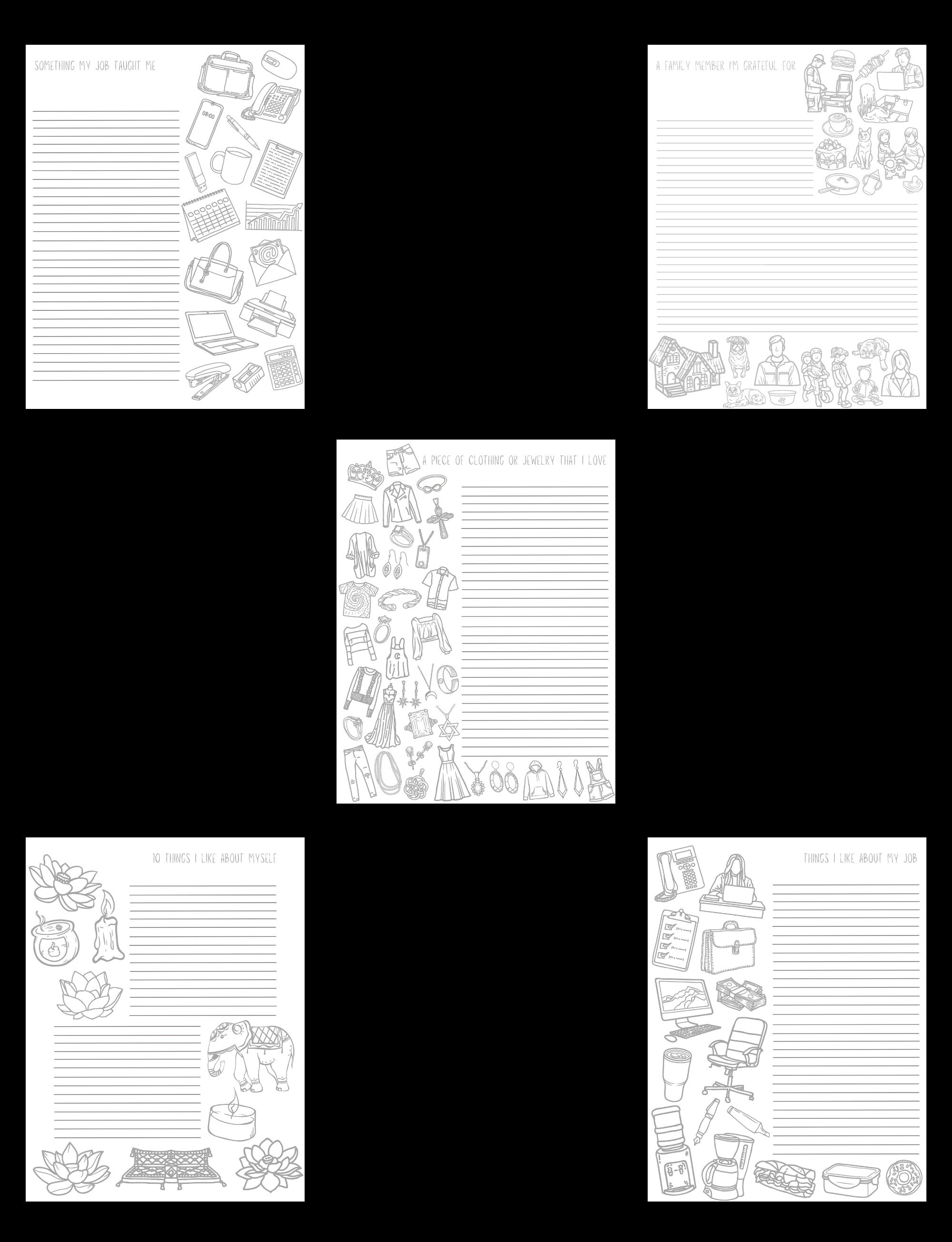 50 Page Digital Download Coloring Journal for Gratitude and Mindfulness ...