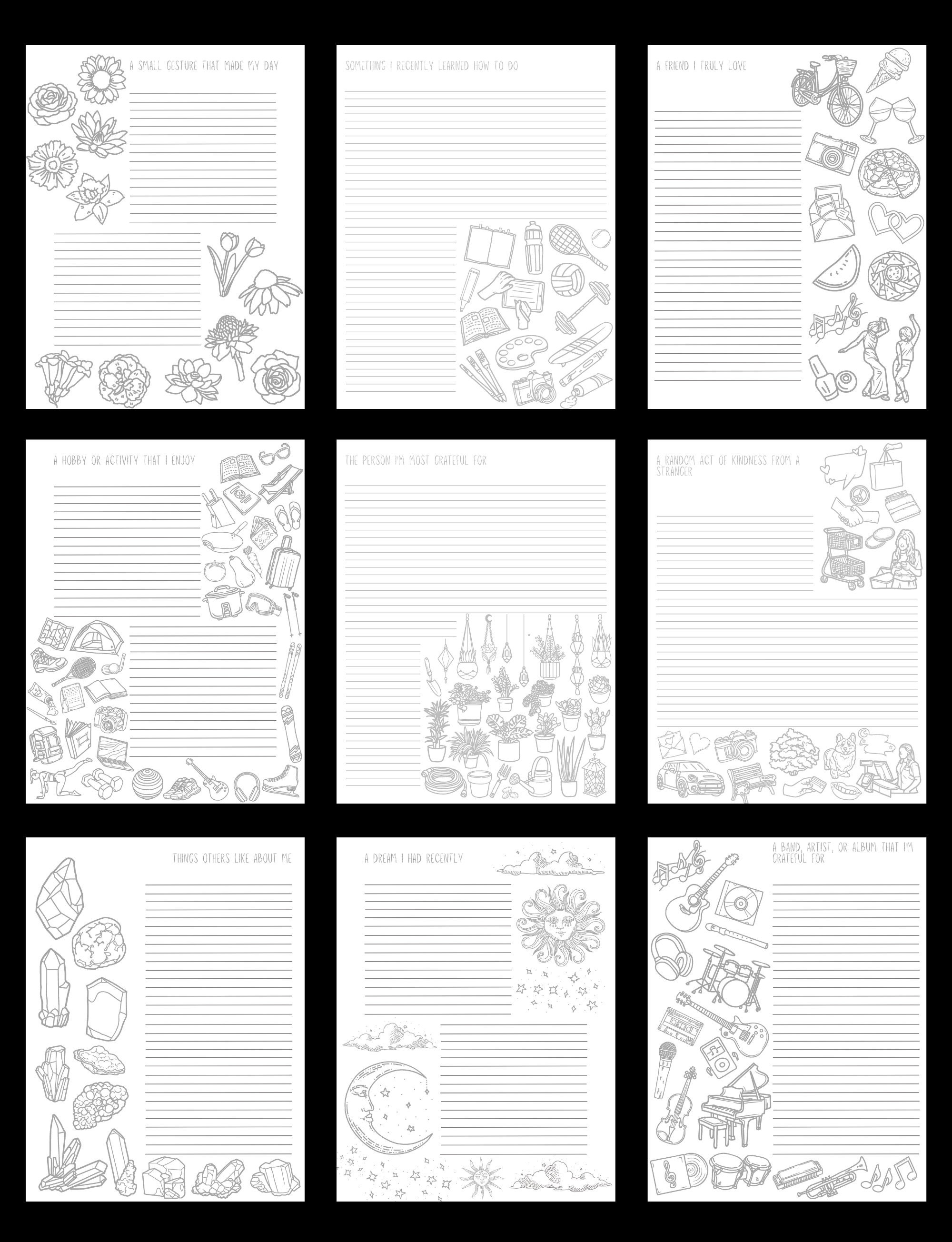 50 Page Digital Download Coloring Journal for Gratitude and Mindfulness ...